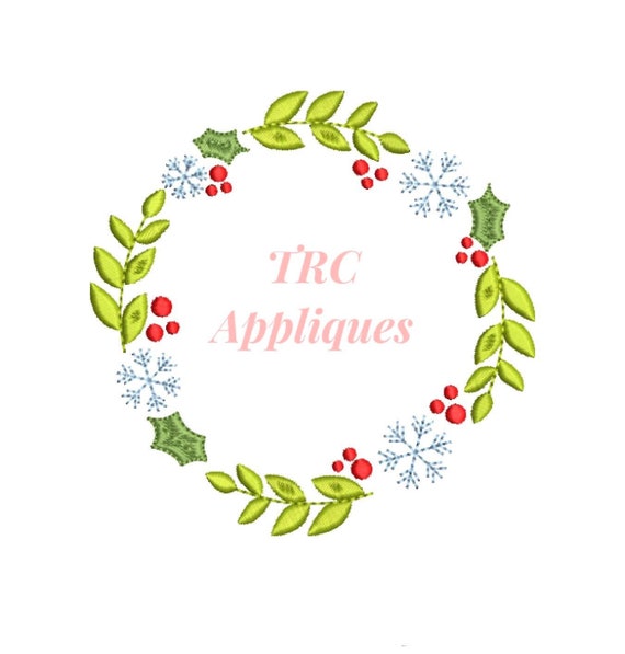 Christmas Wreath Monogram Frame Embroidery Design | Etsy