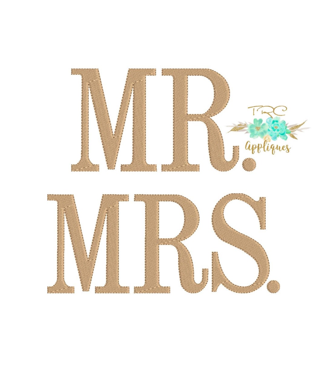Mr & Mrs Embroidery Design Fill Stitch 7 Different Sizes - Etsy