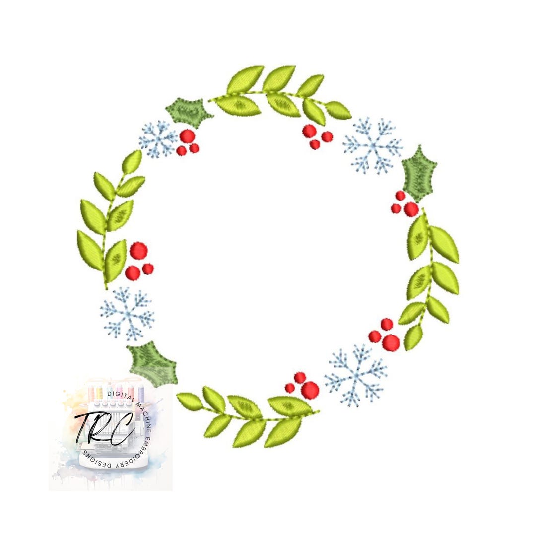 Christmas Wreath Monogram Frame Embroidery Design - Etsy