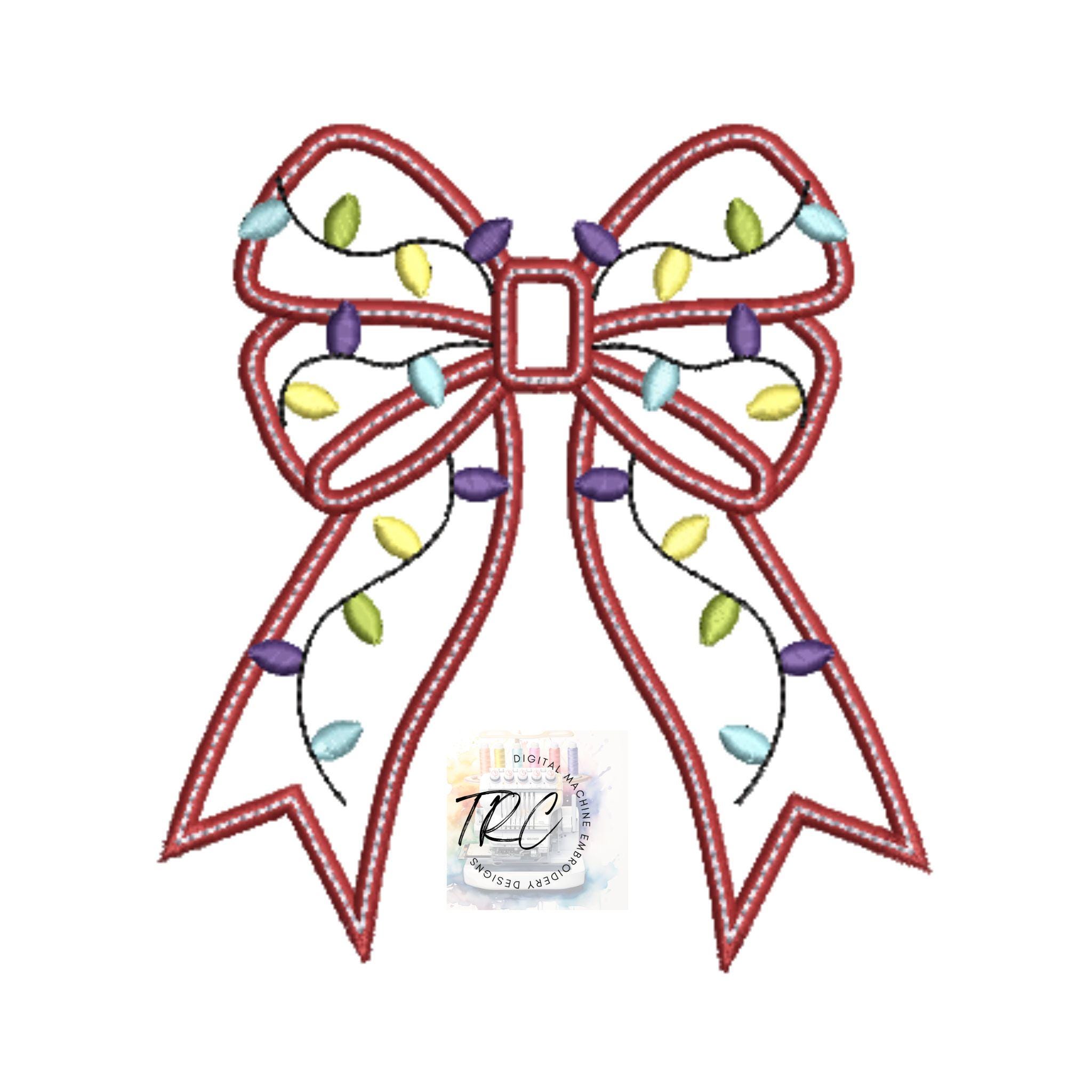 Christmas Bow Applique Design, Side Bow Applique Sweatshirt Embroidery ...