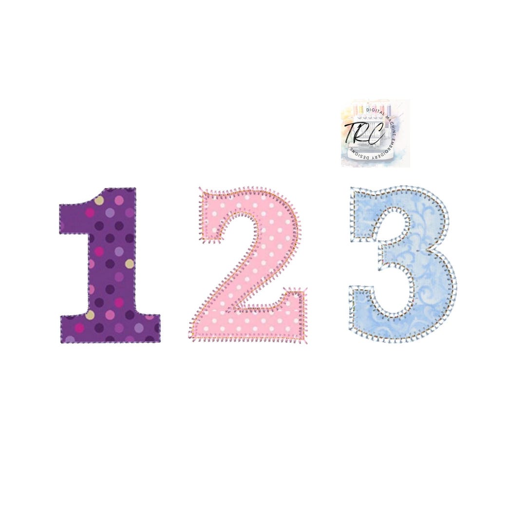Simple Numbers Set 3 Vintage Styles, 6 Different Sizes, Embroidery ...