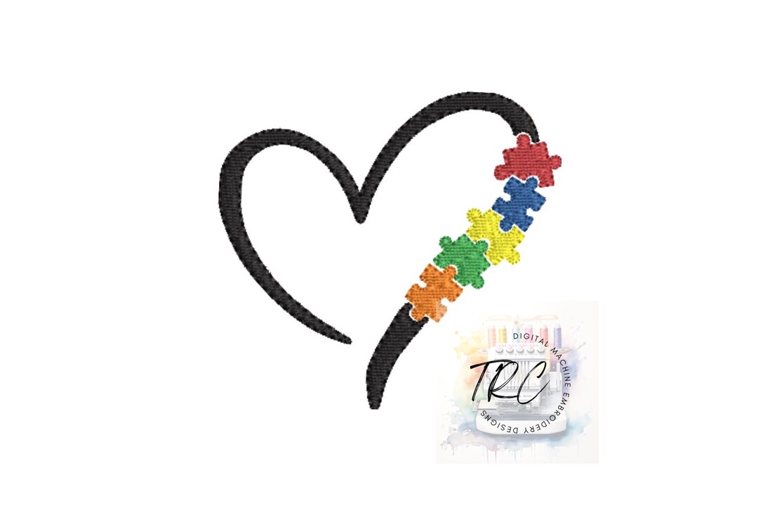 Autism Puzzle Heart Embroidery Design Fill Stitch - Etsy