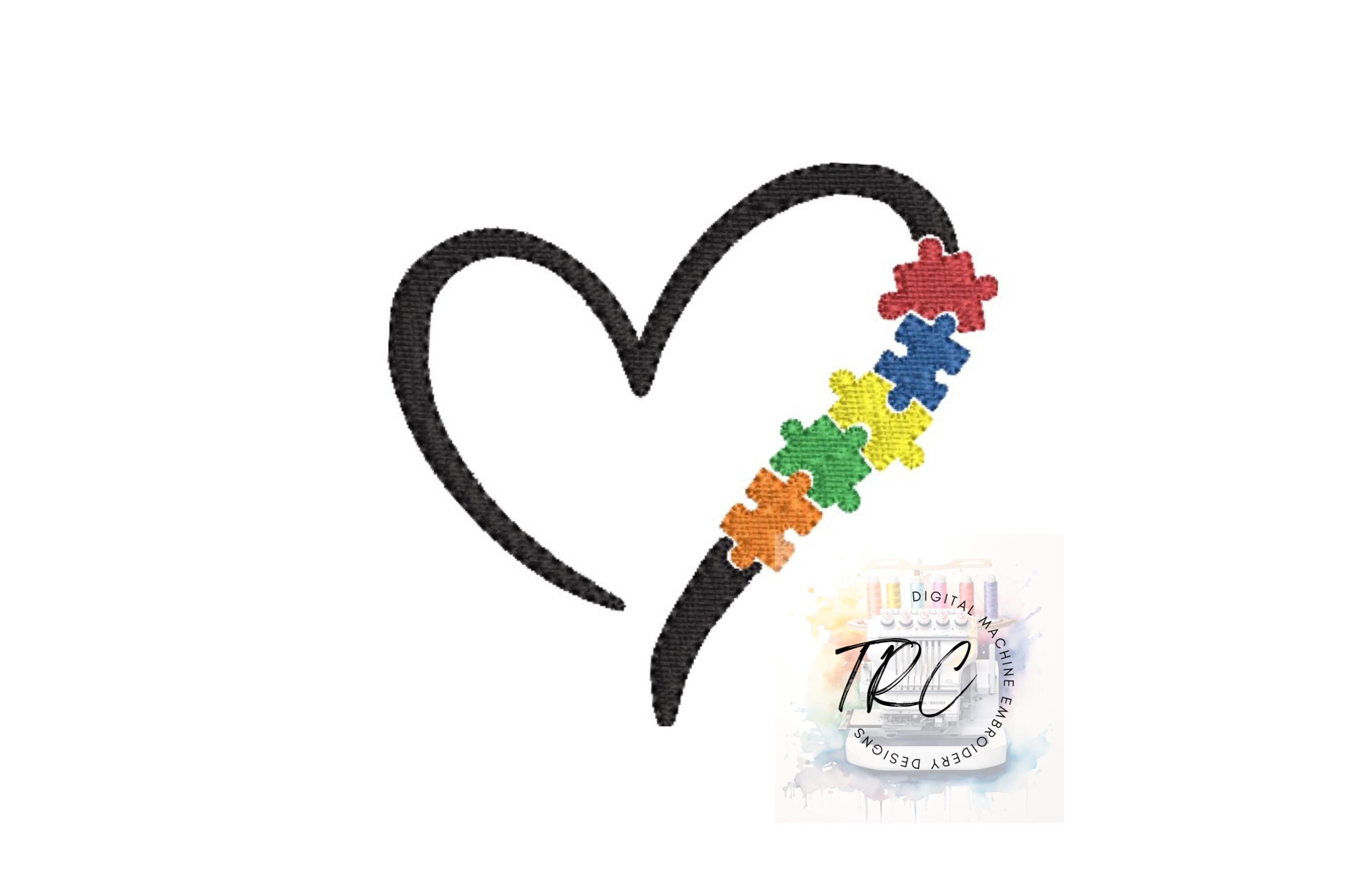 Autism Puzzle Heart Embroidery Design Fill Stitch - Etsy