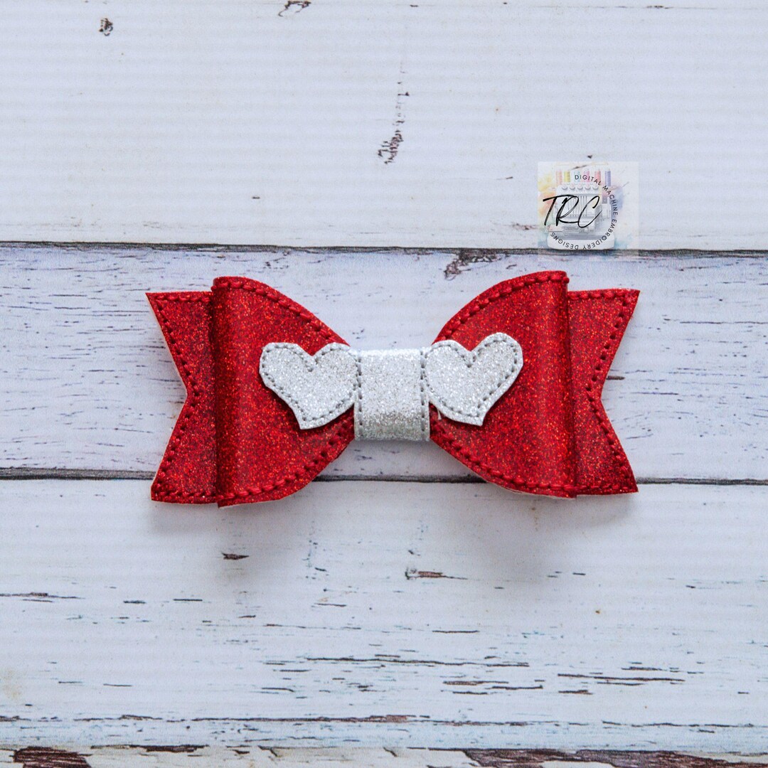 Heart Bow ITH Embroidery Design, Valentines Bow ITH - Etsy