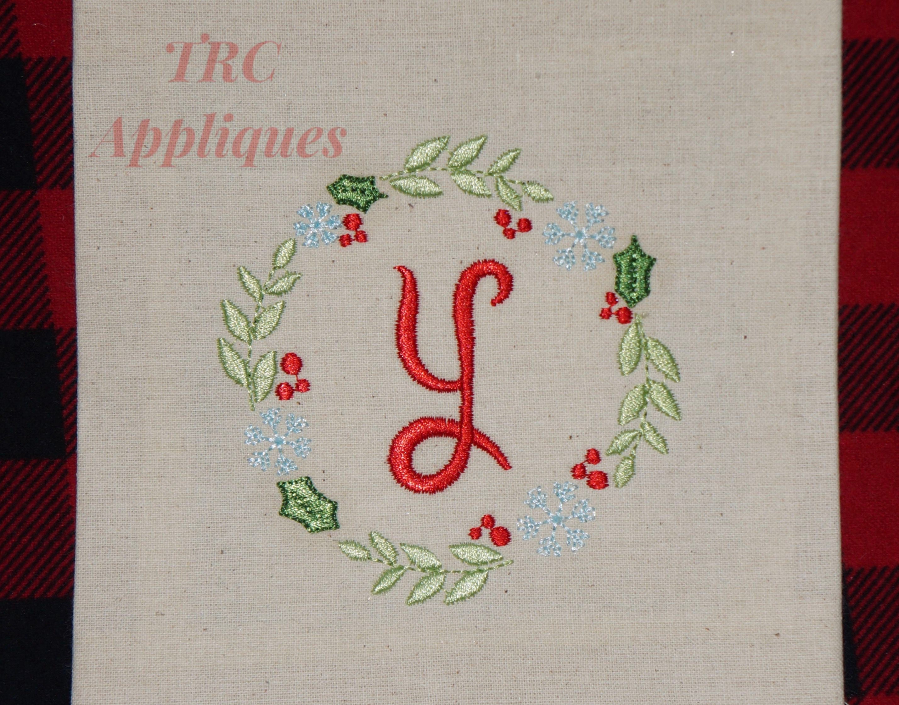 Christmas Wreath Monogram Frame Embroidery Design - Etsy