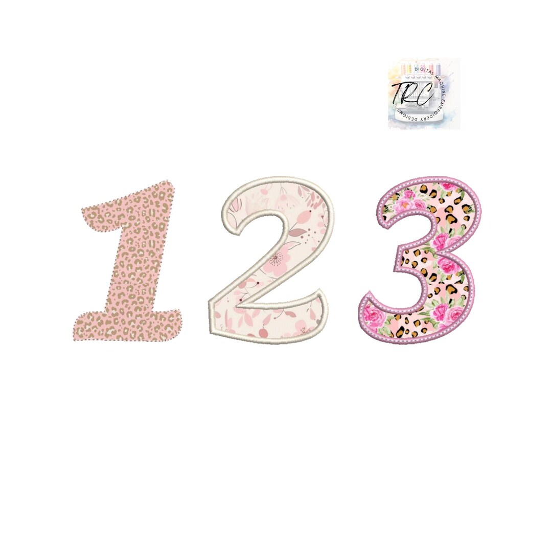 Girly Numbers Set 3 Styles in One, 7 Sizes, Embroidery Design - Etsy