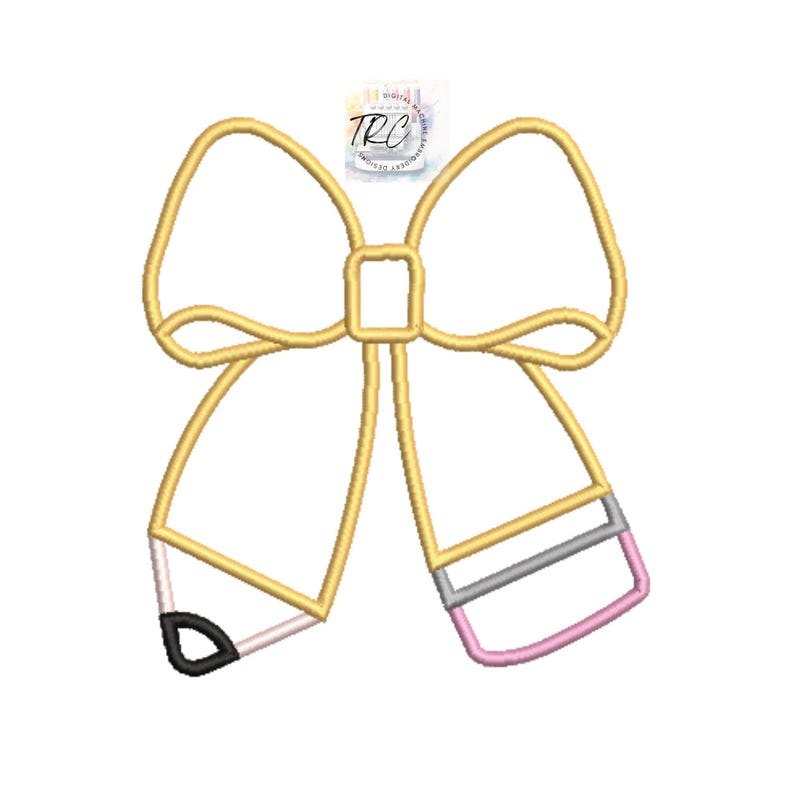 Pencil Bow 1 Applique Design, Side Bow Applique Sweatshirt Embroidery ...