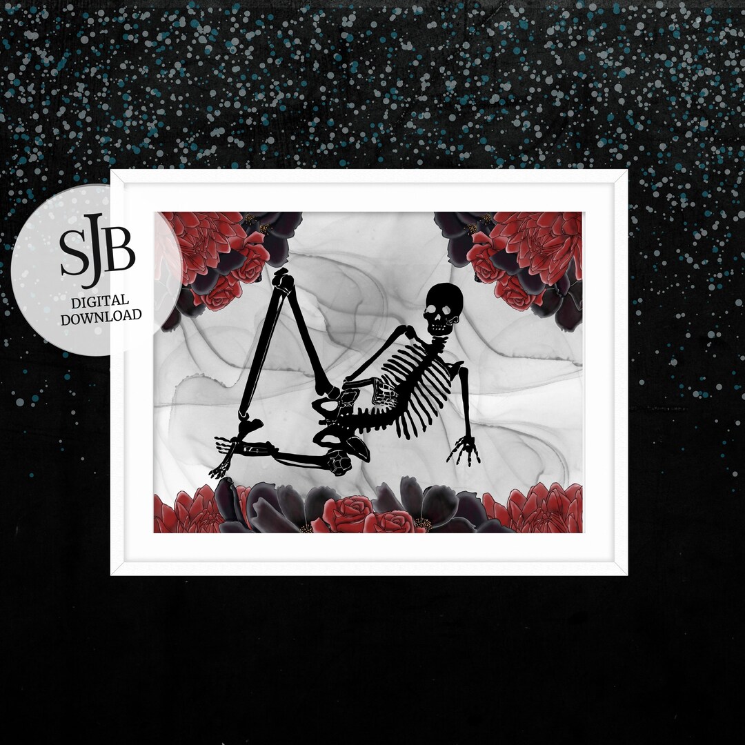 Sexy Reclining Skeleton Digital Art Printable Halloween - Etsy