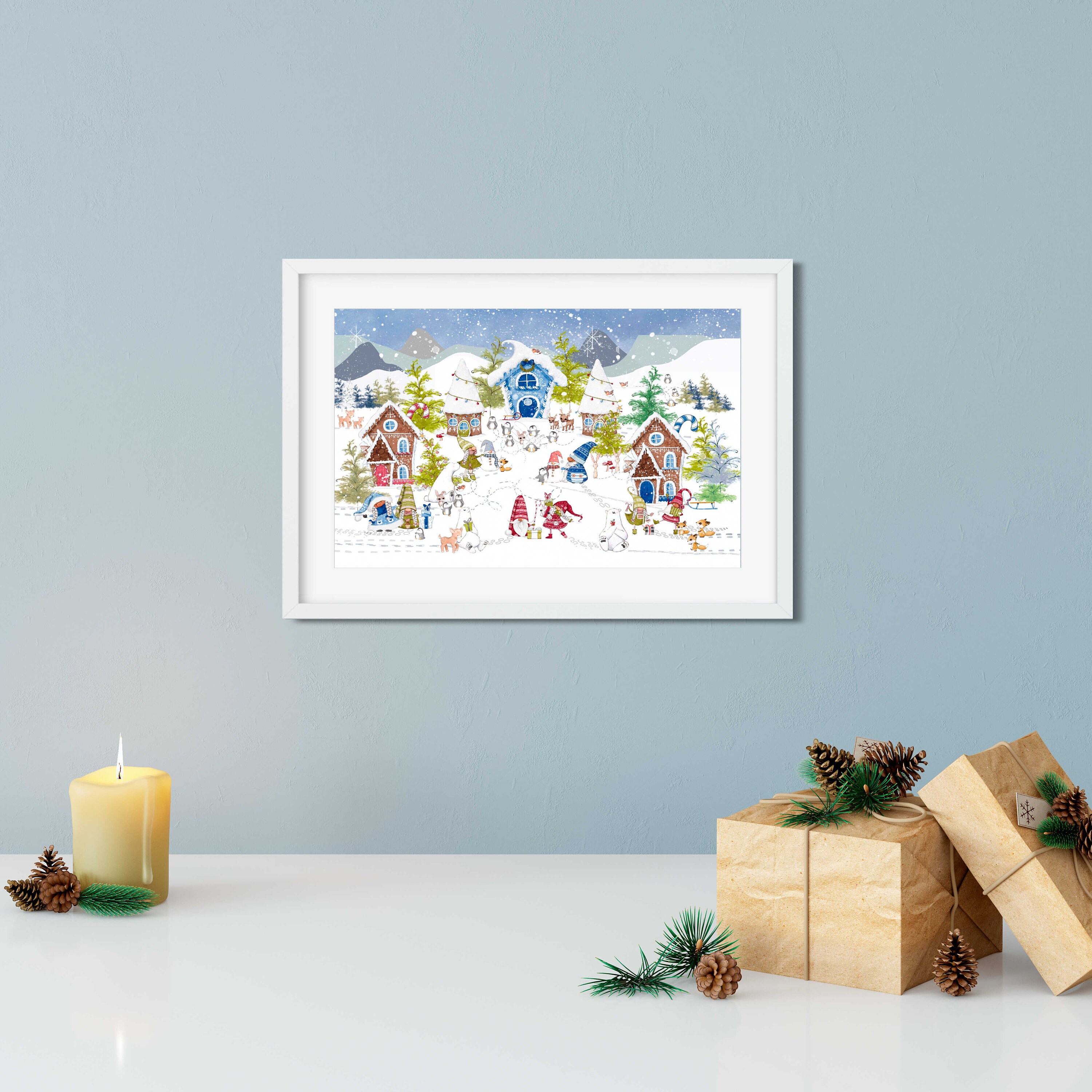 Gnome Christmas Village Printable Wall Art Instantly - Etsy Israel
