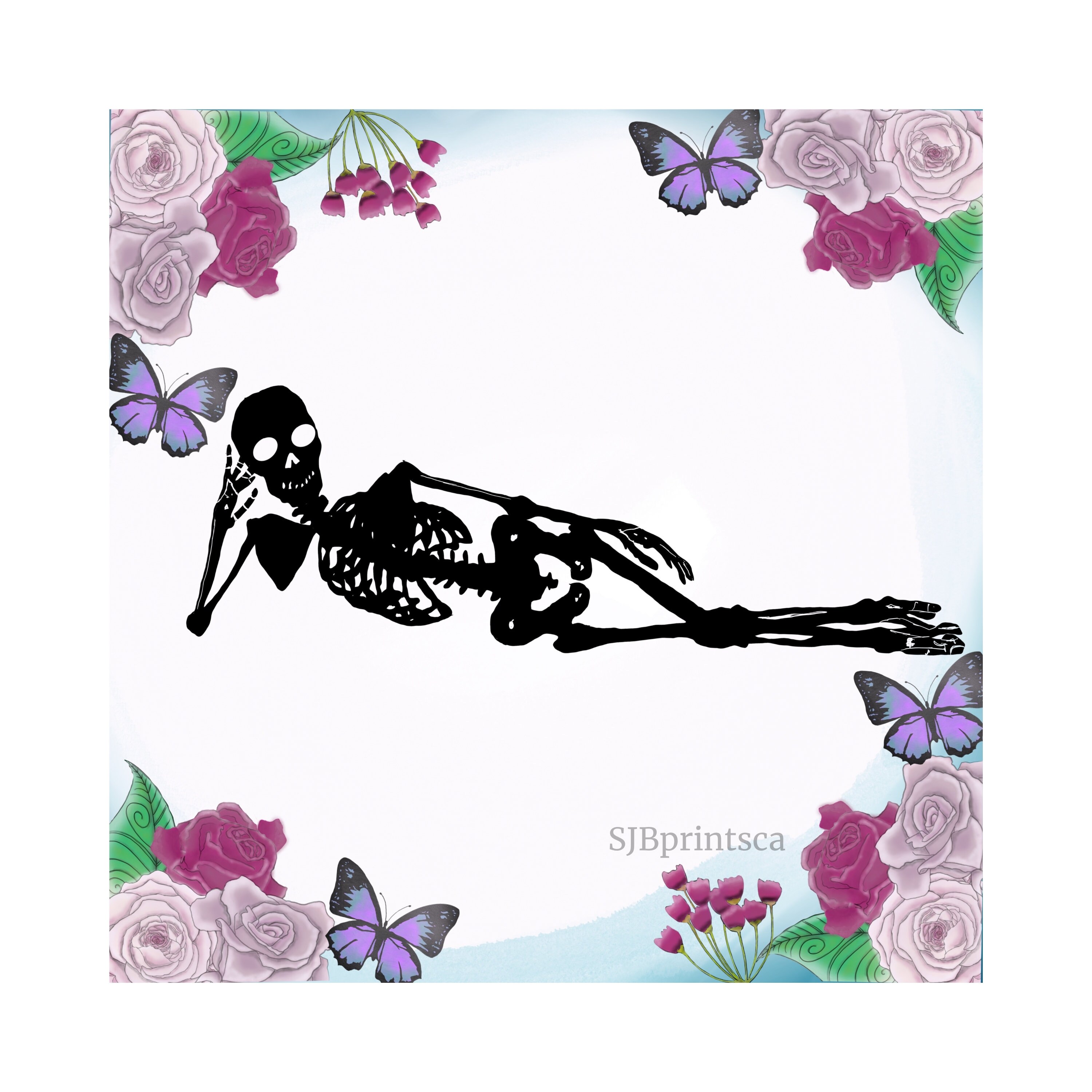 Sexy Prone Skeleton Digital Art Printable, Halloween Modern Wall Art ...