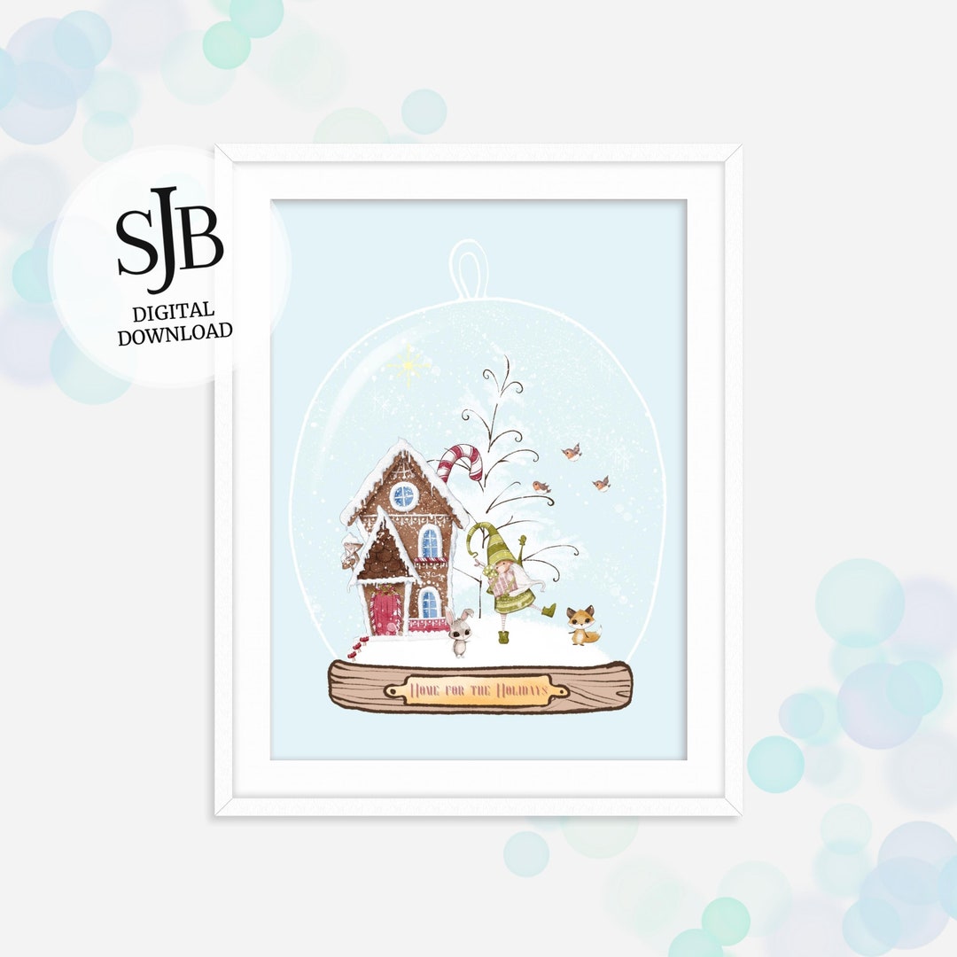 Gnome Snow Globe Printable Wall Art, Instantly Downloadable Print, Xmas ...