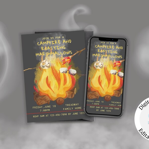 Campfire Invitations - Etsy