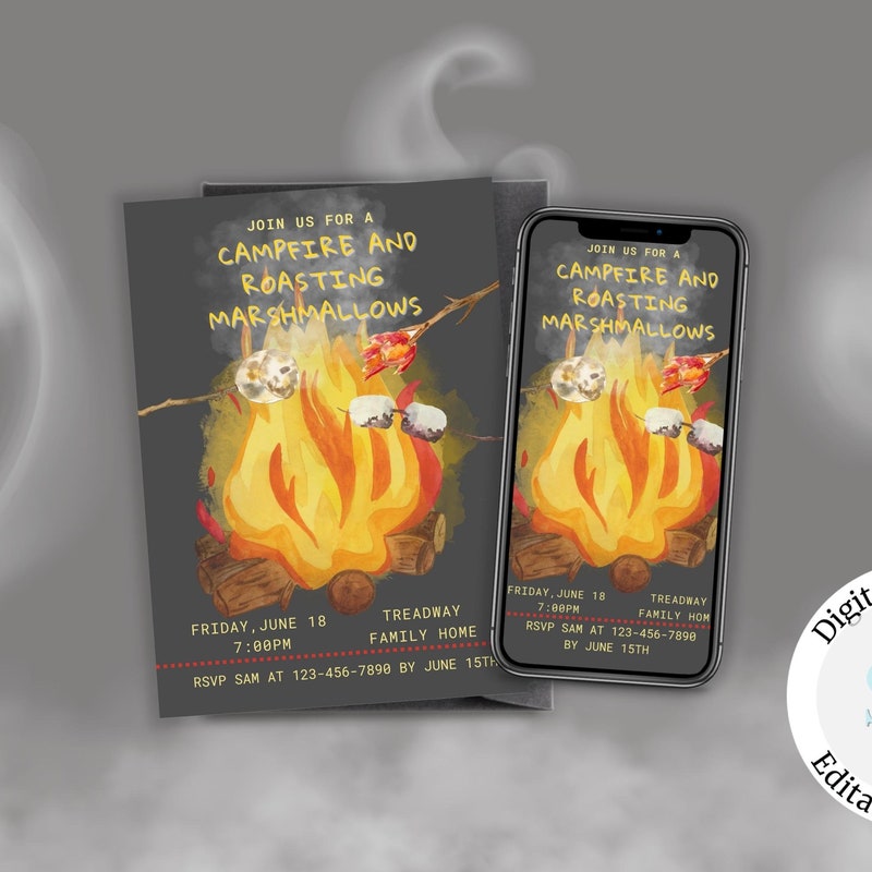 Campfire Invitations - Etsy