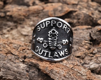Men's Stainless Steel Skull Motorcycle Biker Ring HUGE - Etsy