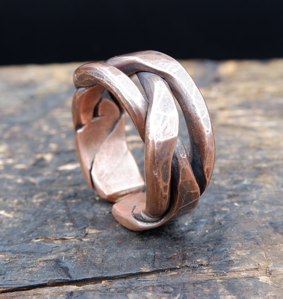 Braided Oxidized Copper Ring Hand Forged Ring Pagan Ring | Etsy