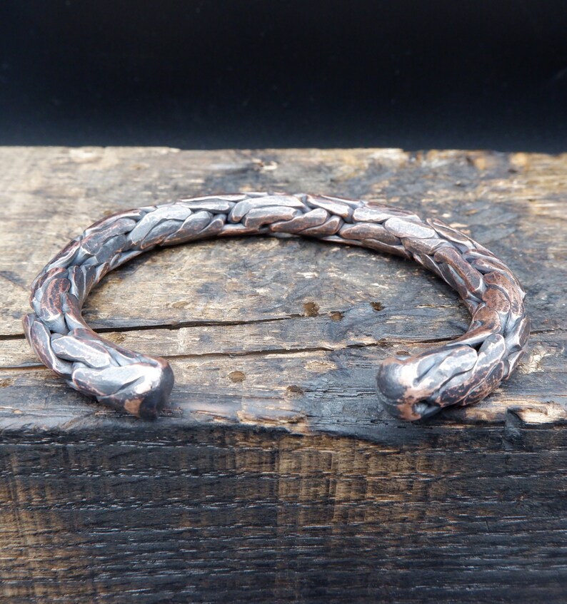 Braided Copper Cuff Bracelet Hand Forged Bracelet Pagan | Etsy