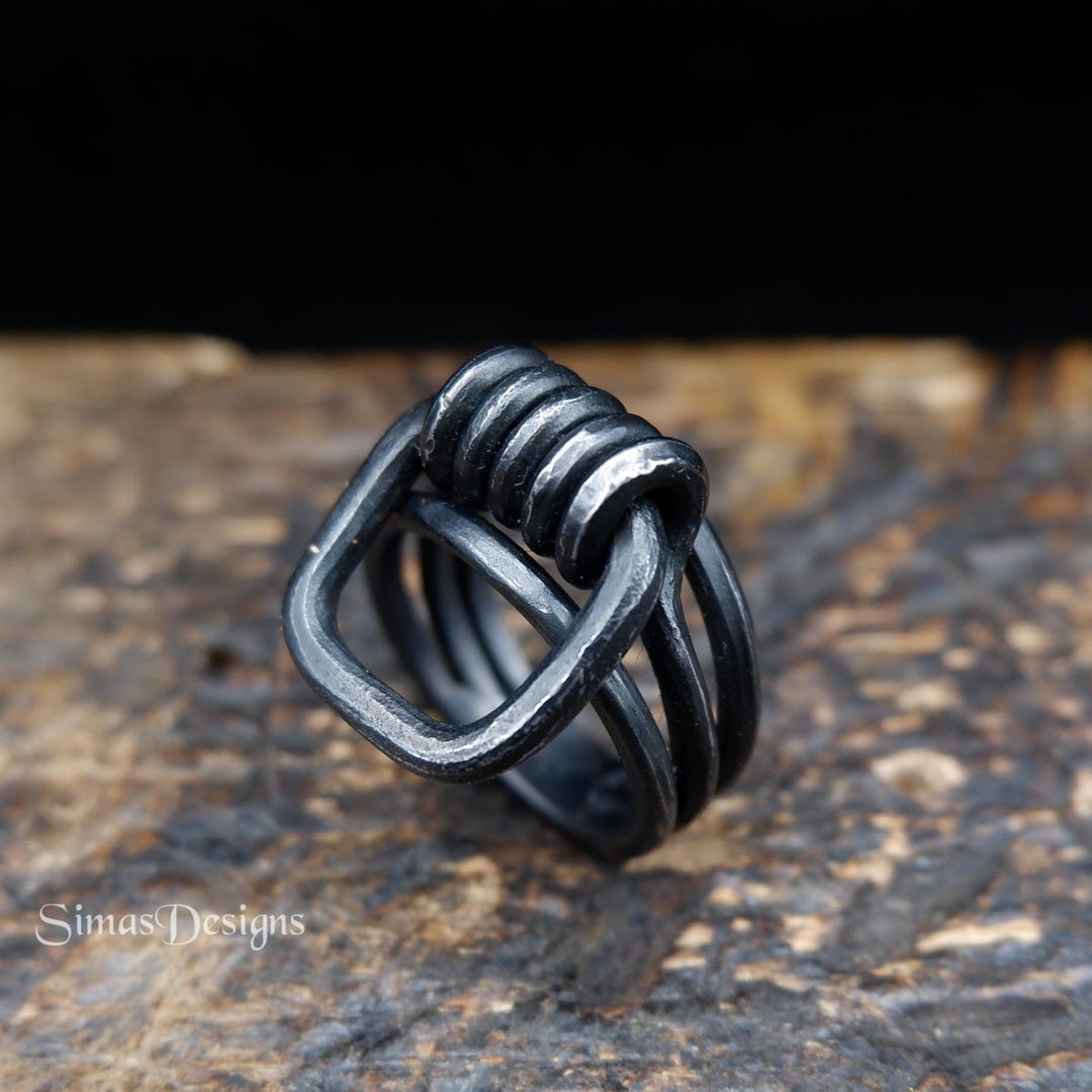 Hand Forged Black Iron Ring, Industrial Brutalist Style Men's Ring, 6th ...