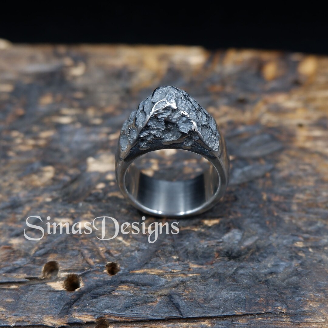 Stainless Steel Drop Ring, Unique Molten Ring, Solid Unisex Ring ...