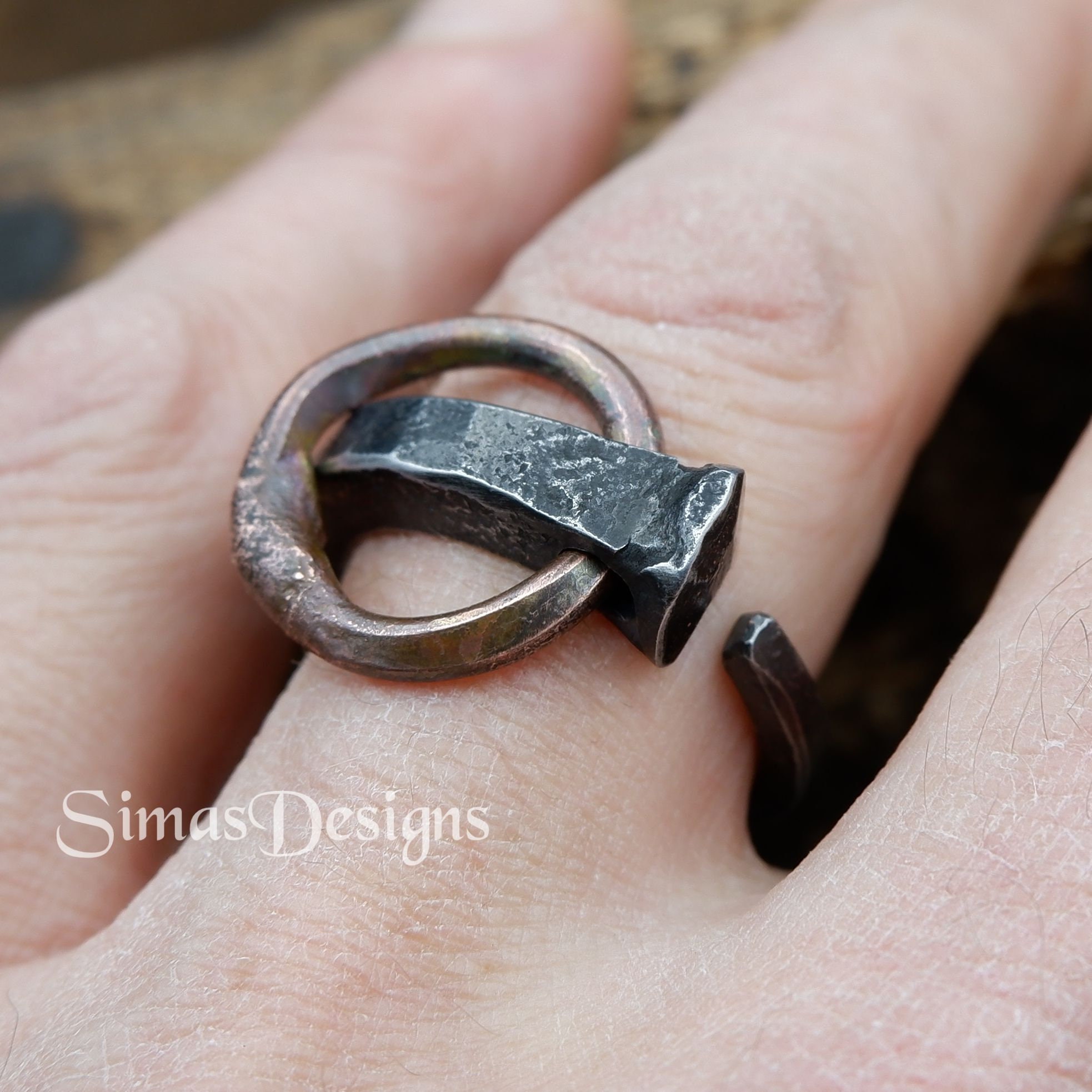 Iron Spike Ring With Copper Detail, Hand Forged Men's or Women's Ring ...