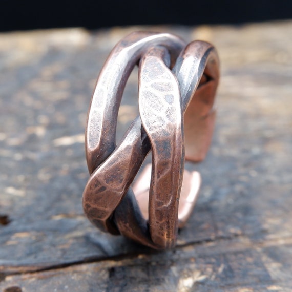 Braided Oxidized Copper Ring Hand Forged Ring Pagan Ring | Etsy