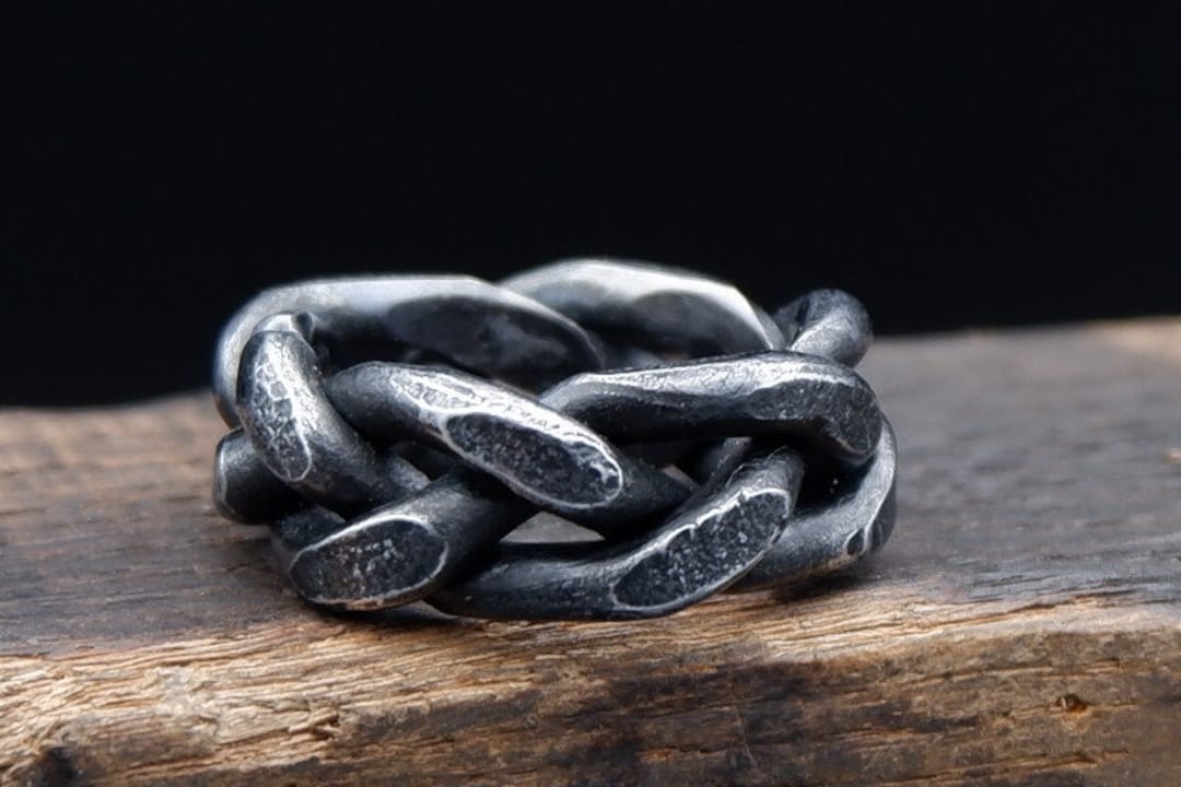 Braided Iron Ring, Massive Wide Hand Forged Men's Ring, Pagan,celtic ...
