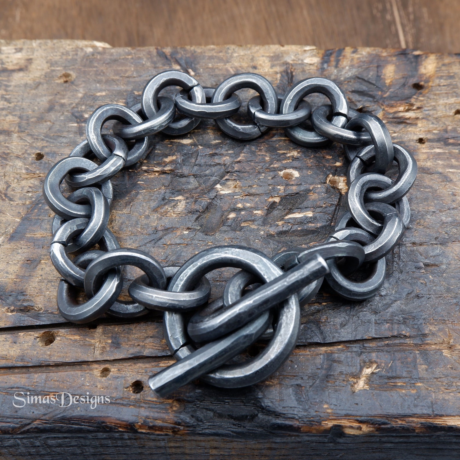 Chunky Iron Chain Bracelet, Brutalist Style Heavy Men's Bracelet ...