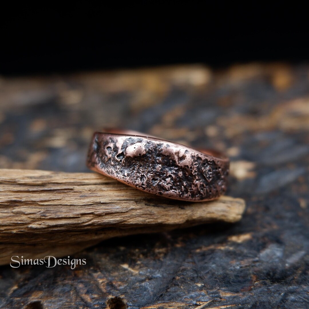Unique Molten Pure Copper Ring, Hand Forged Lava Copper Band, Copper ...
