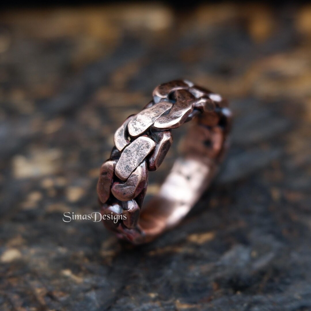Unisex Braided Copper Ring, Hand Forged Ring, Pagan Ring, Viking Ring ...
