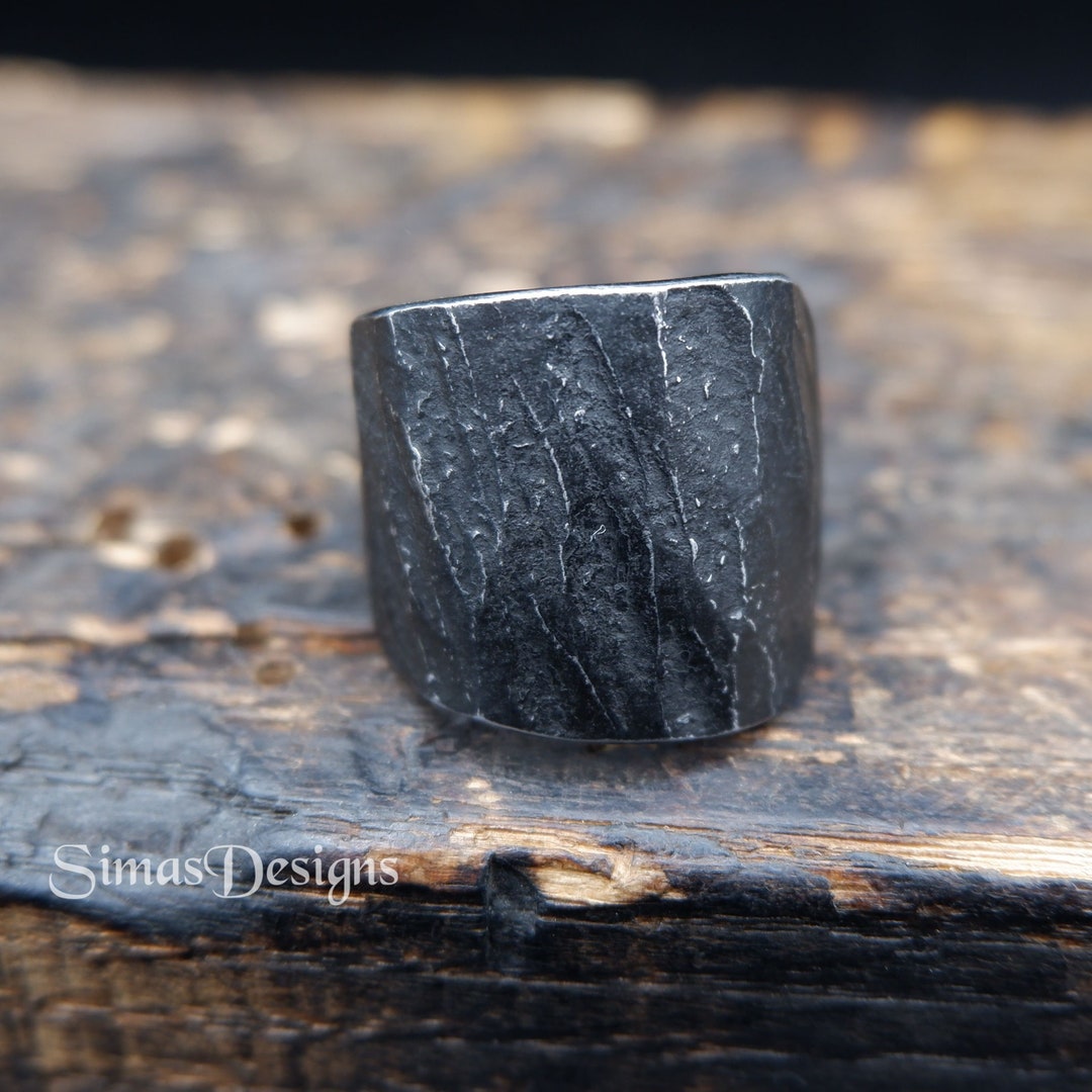 Black Massive Wide Men's Iron Ring Gift Iron Anniversary - Etsy