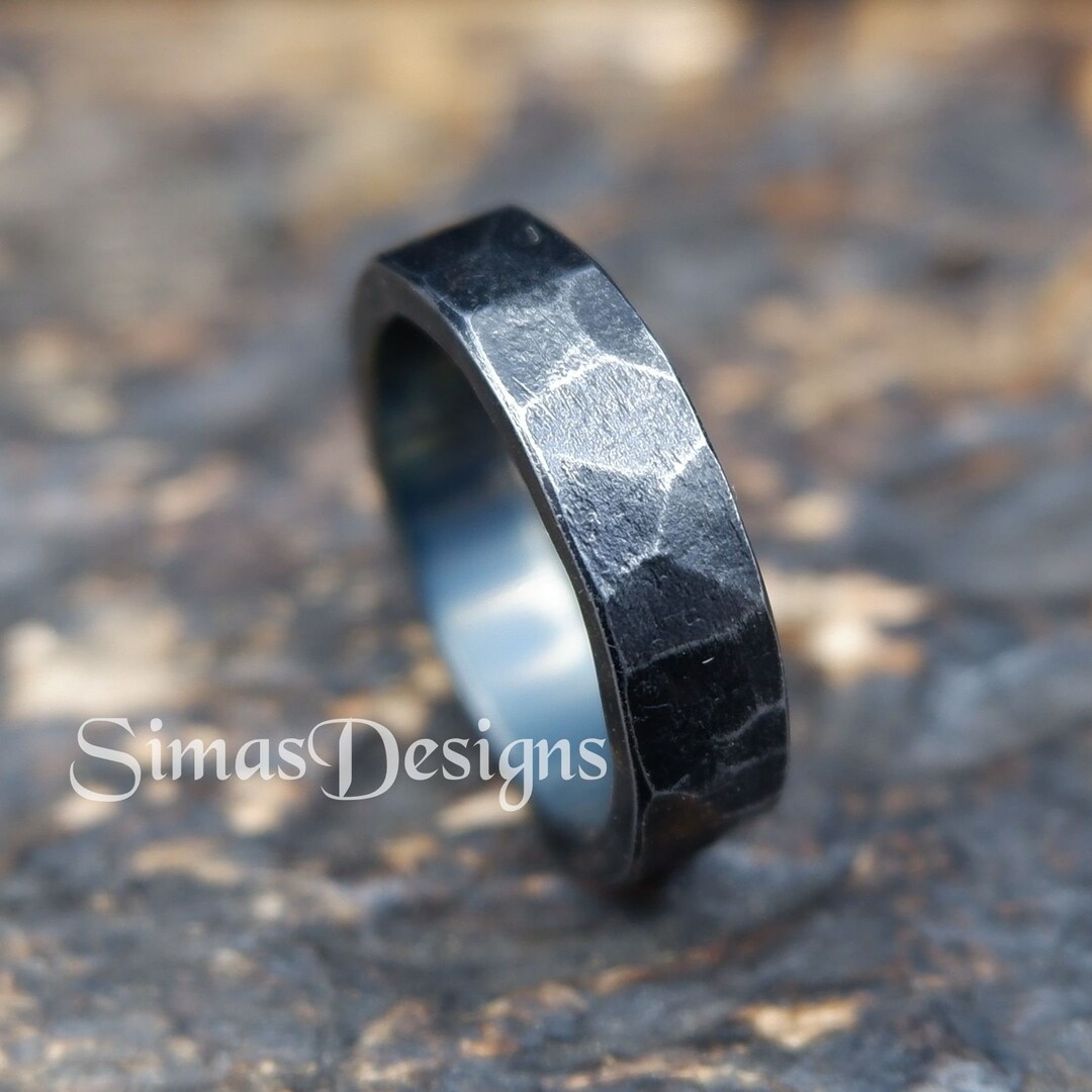 Hand Forged Iron Ring Hammered Rustic Ring 6th Anniversary - Etsy