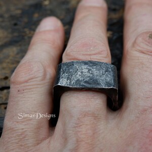 Wide Square Iron Ring, Men's Women's Geometric Ring, Unique Hand Forged ...