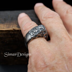 Stainless Steel Drop Ring, Unique Molten Ring, Solid Unisex Ring ...