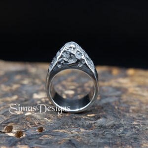 Stainless Steel Drop Ring, Unique Molten Ring, Solid Unisex Ring ...
