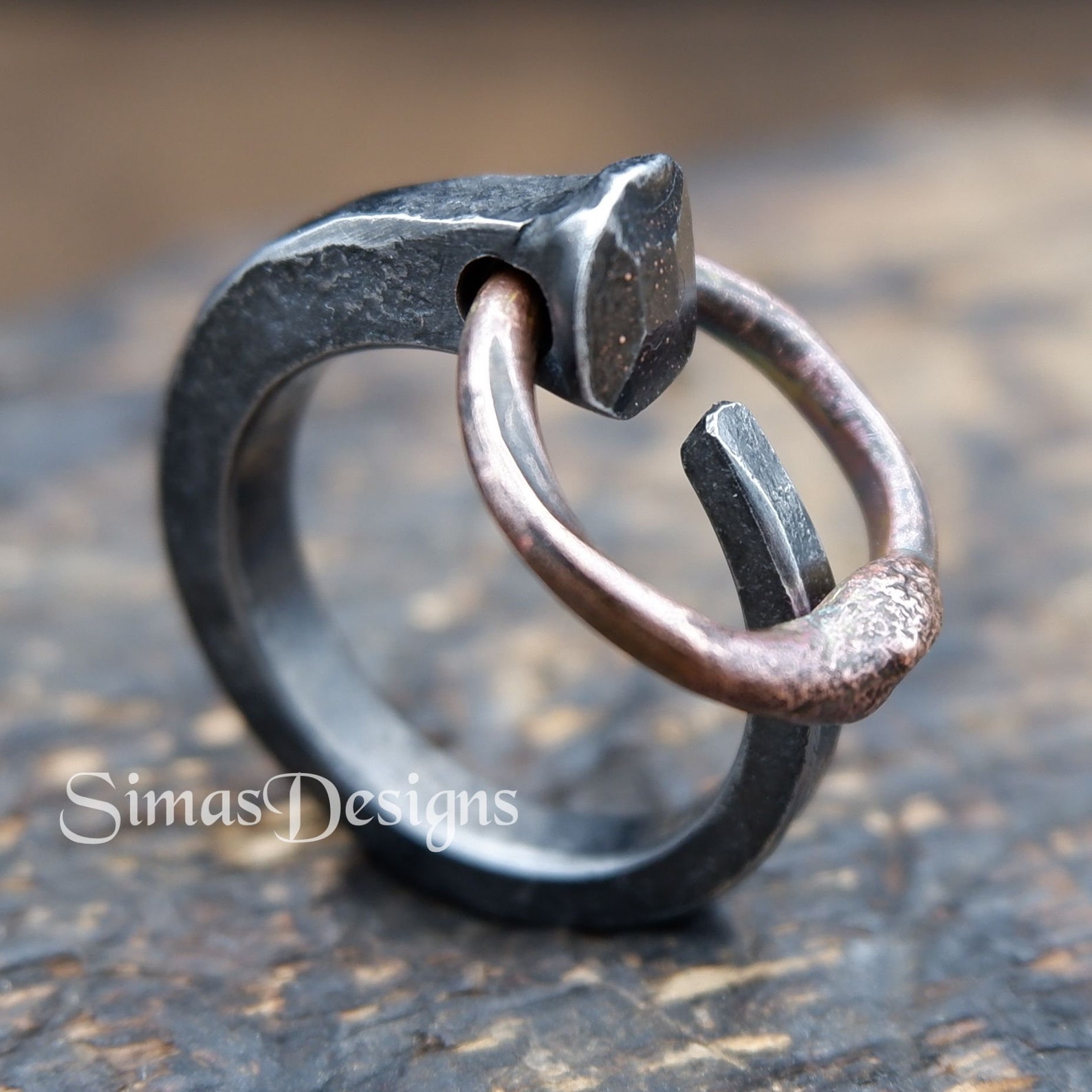 Iron Spike Ring With Copper Detail, Hand Forged Men's or Women's Ring ...