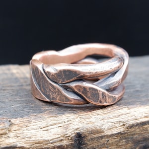 Braided Oxidized Copper Ring, Hand Forged Ring, Pagan Ring, Viking Ring ...
