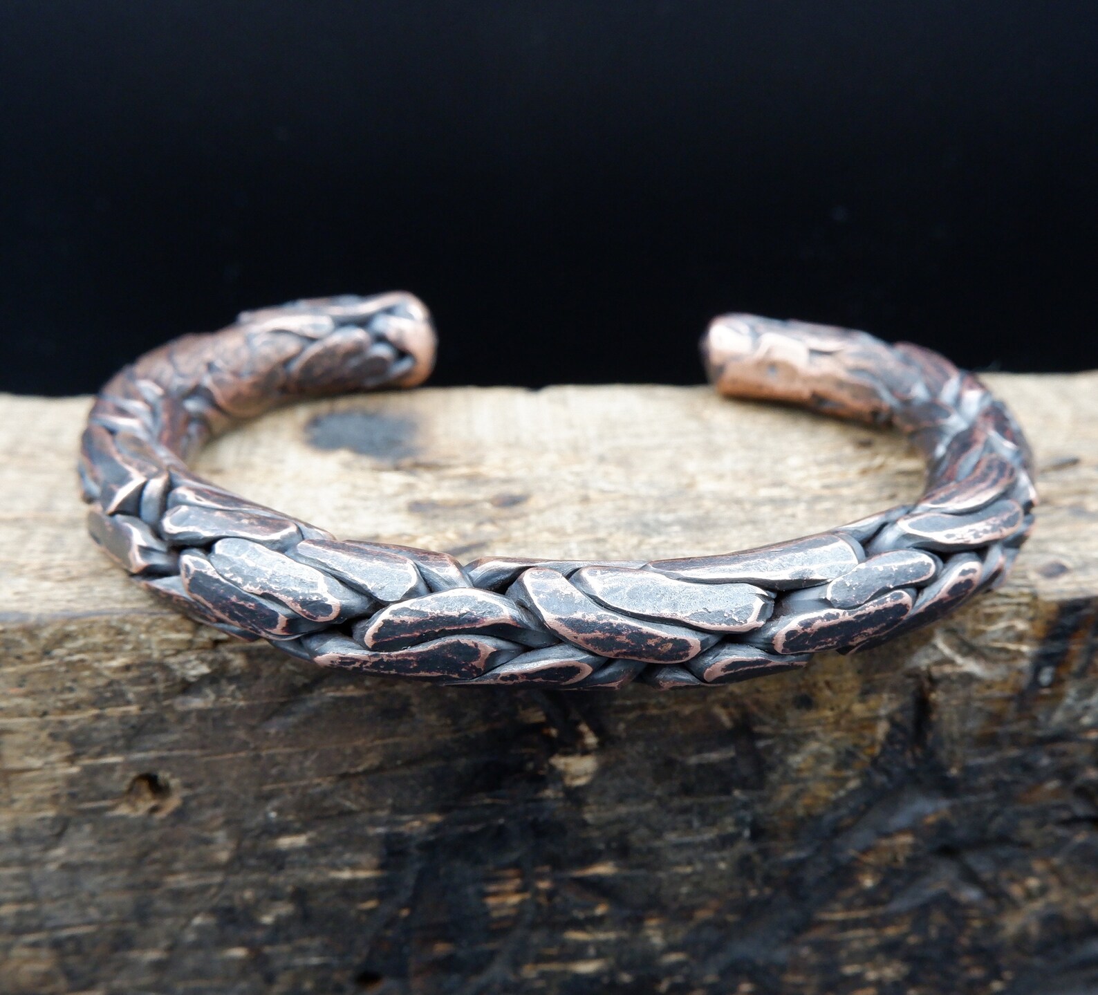 Braided Copper Cuff Bracelet Hand Forged Bracelet Pagan | Etsy