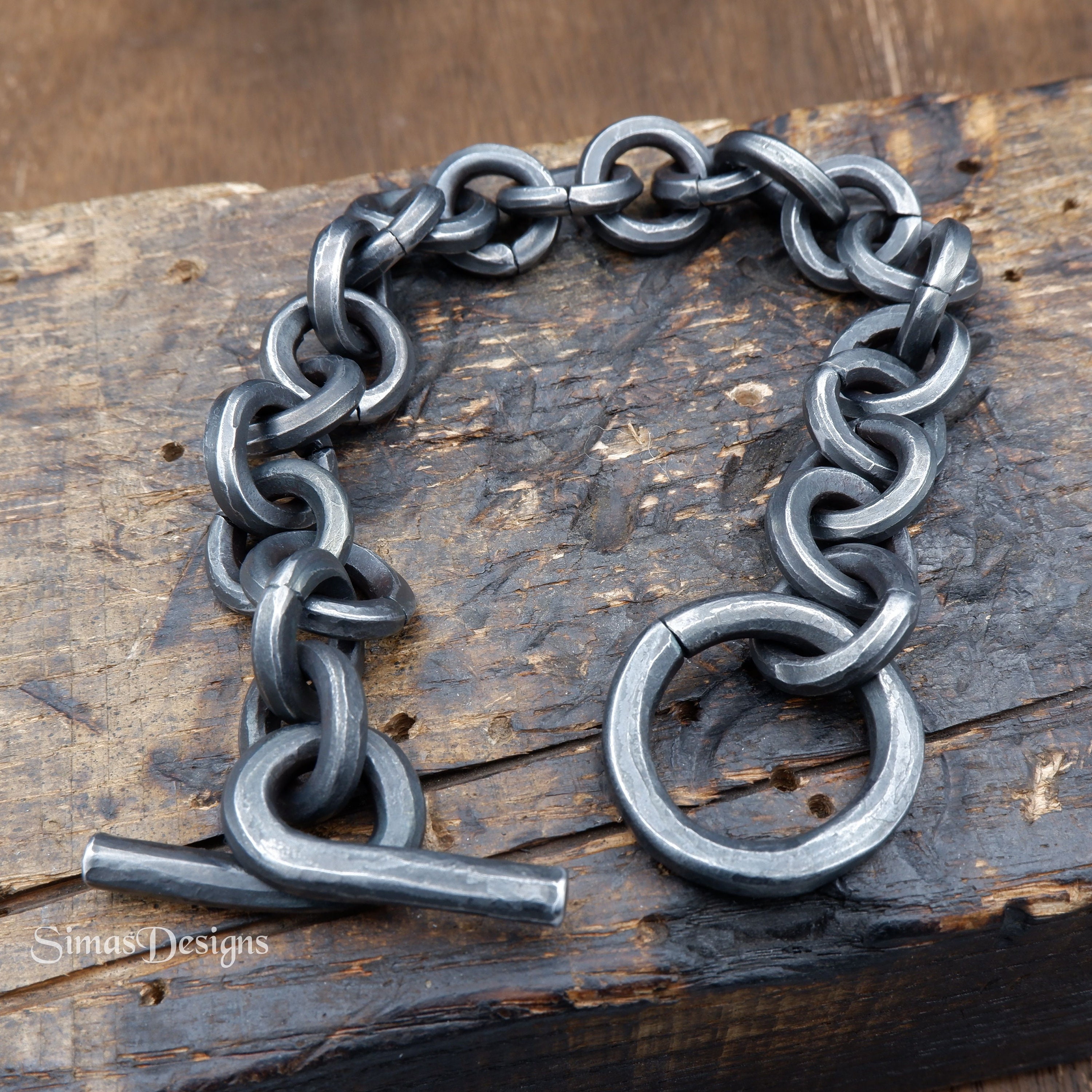 Chunky Iron Chain Bracelet, Brutalist Style Heavy Men's Bracelet ...