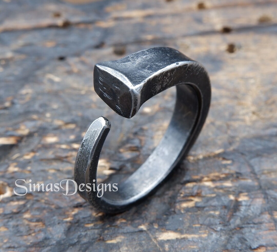 Rustic Iron Ring, Horseshoe Nail Ring, Hand Forged Ring, 6th ...