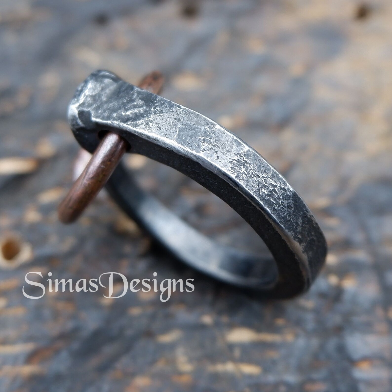 Iron Spike Ring With Copper Detail Hand Forged Ring - Etsy