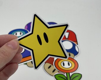 POWER STAR Sprite No. 1 From Super Mario Bros. Vinyl Decal Video Game ...