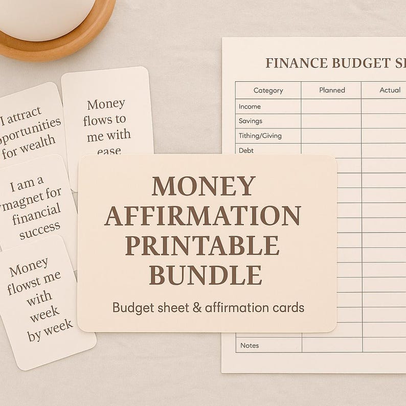 Money Affirmation Cards & Budget Sheet: Financial Wellness Printables ...