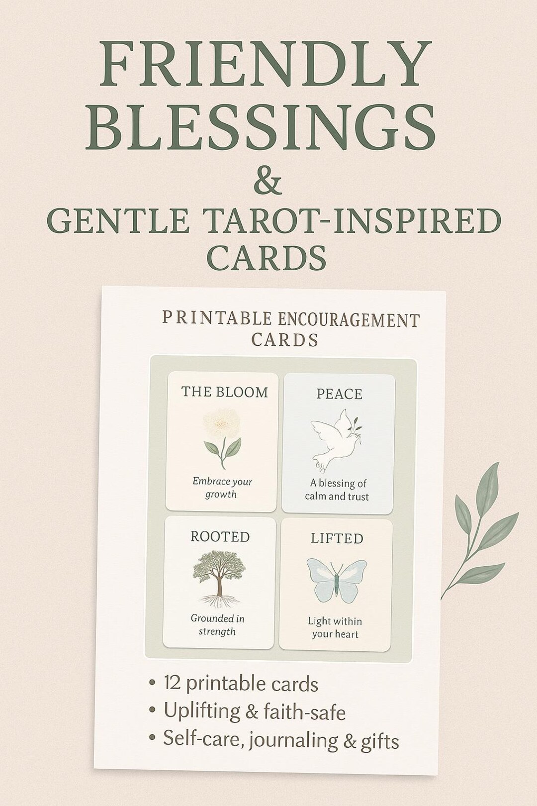 Printable Encouragement Cards: Gentle Tarot-inspired Affirmation Deck ...