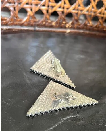 Vintage Oversize Two Tone Triangle Earrings - Etsy