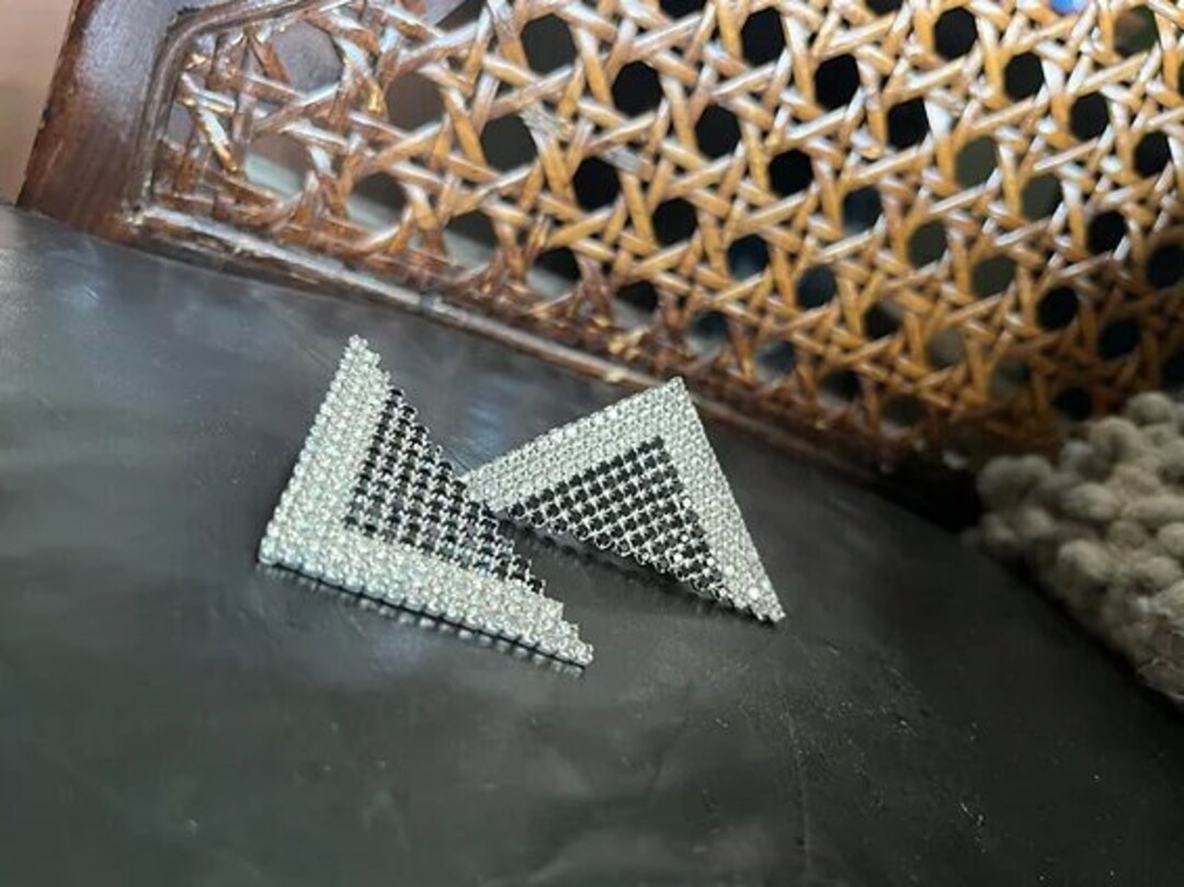 Vintage Oversize Two Tone Triangle Earrings - Etsy