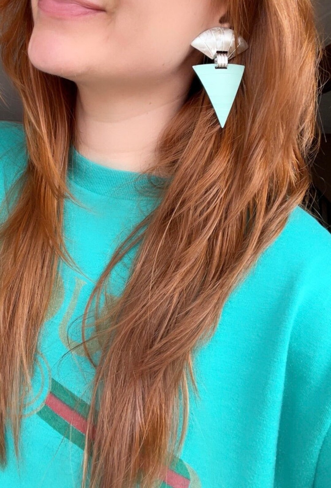 Vintage 80s Deco Hinged Triangle Earrings - Etsy