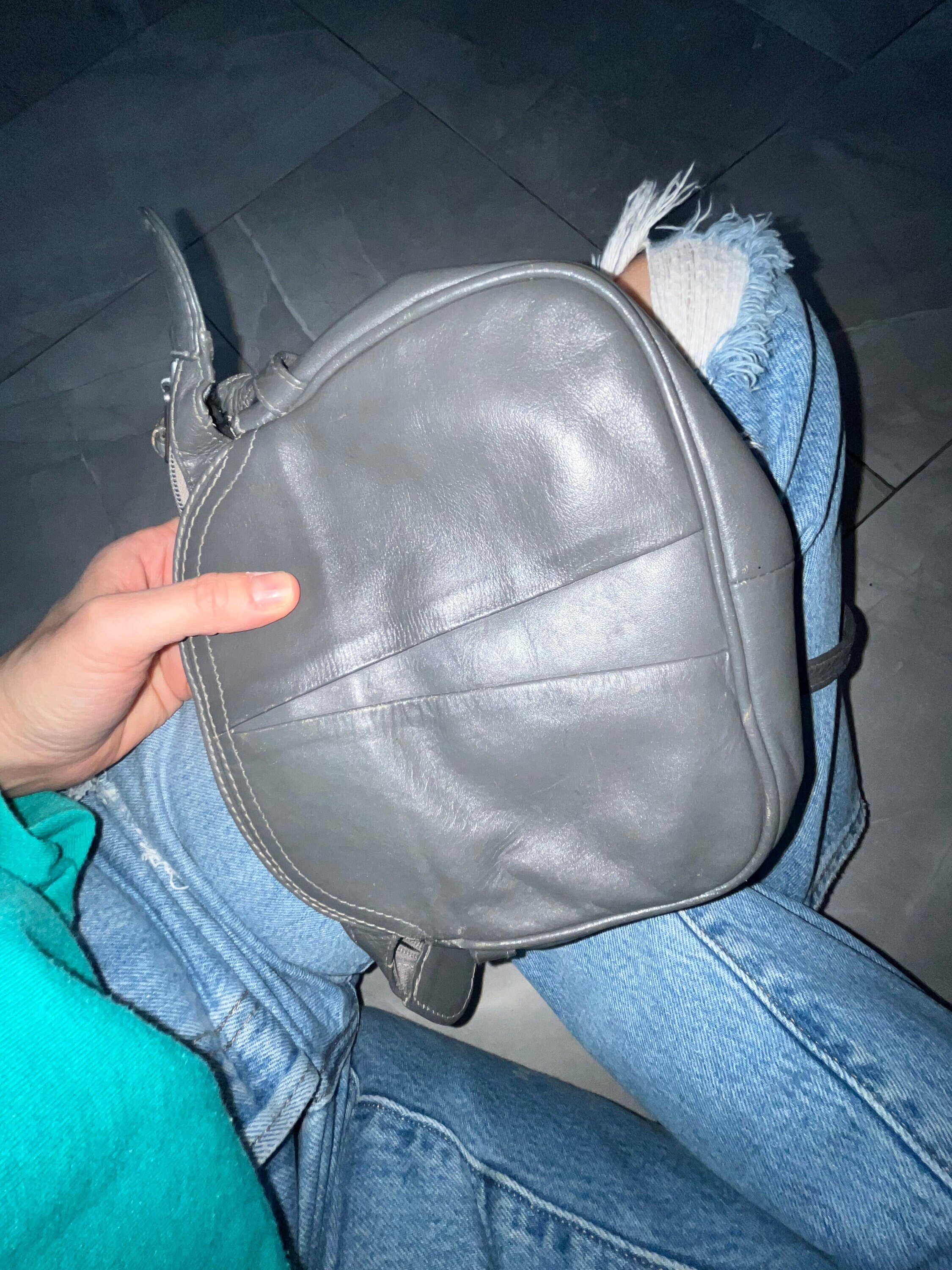 Vintage Genuine Leather Grey Side Sling - Etsy