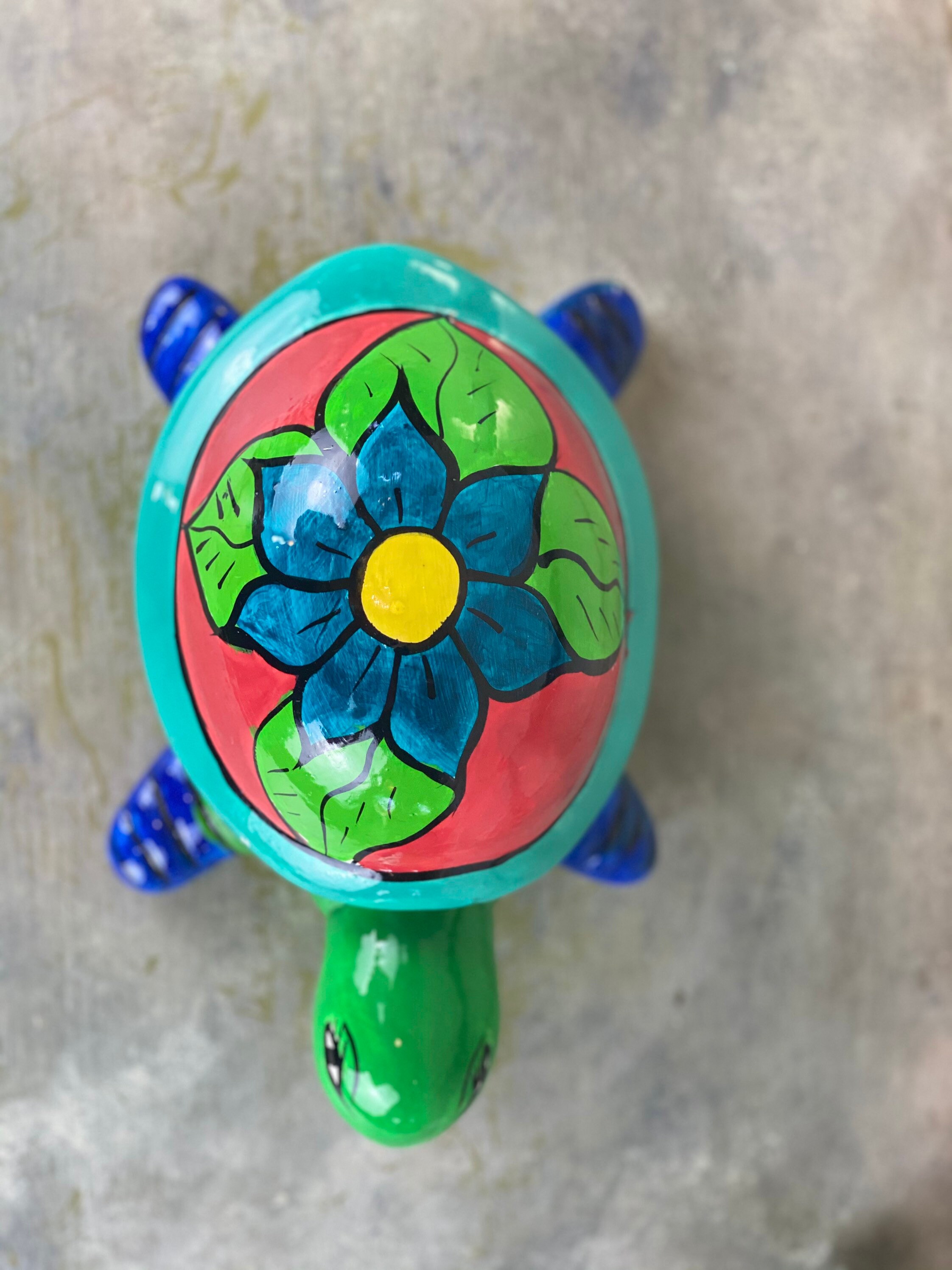 Mexican Folk Art Hand Painted Ceramic turtle tortoise Figurine | Etsy