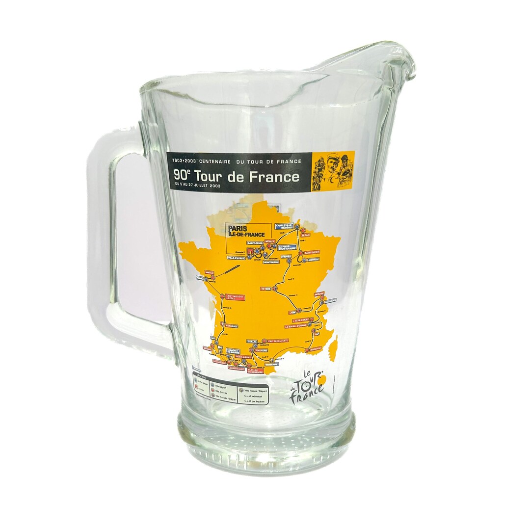 Rare Vintage 2003 Tour De France Bicycle Race Glass Beer Pitcher 100th ...