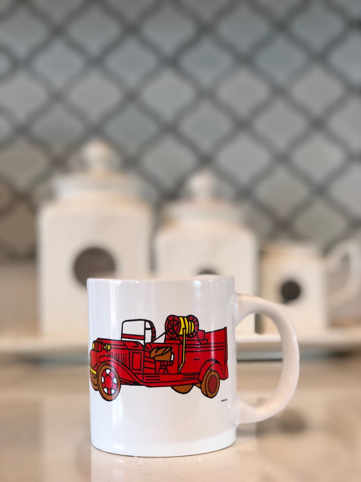 Vintage Fire Truck on Coffee or Tea Mug | Etsy