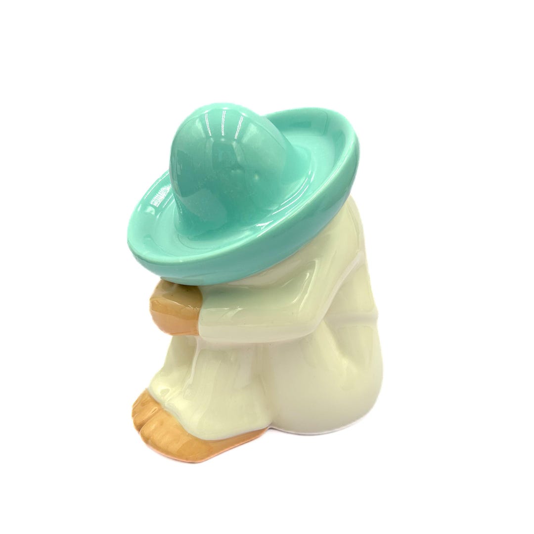 Vintage Decor Siesta Man Sombrero Mexican Figurine Vintage White Blue ...
